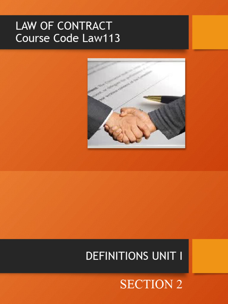 Lecture 1 Law Of Contract Pdf