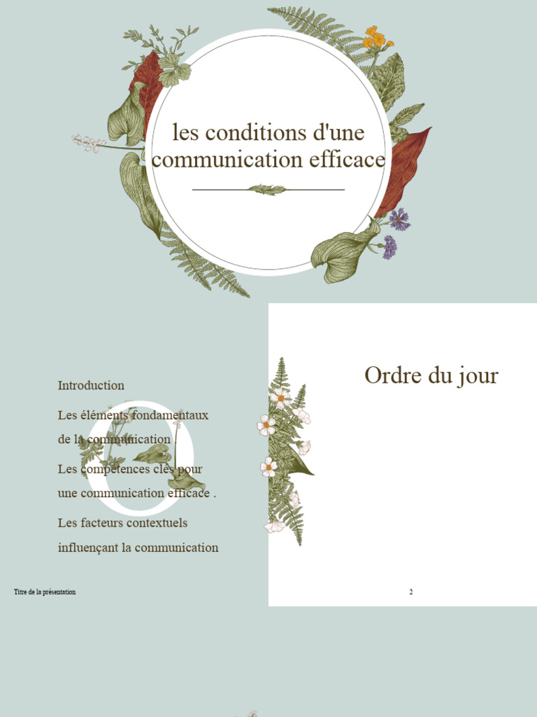 Les Conditions D'une Communication Efficace | PDF