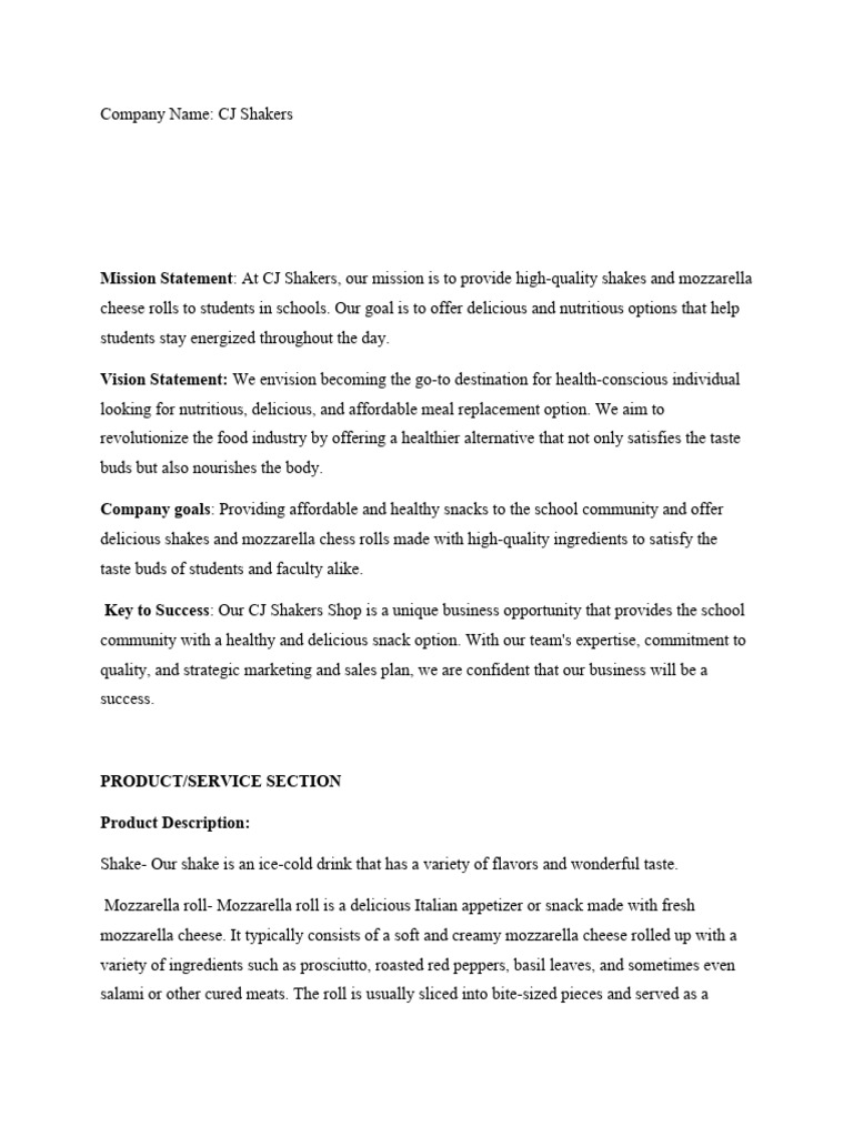 Entrep Business Plan | PDF | Cooking, Food & Wine | Lifestyle