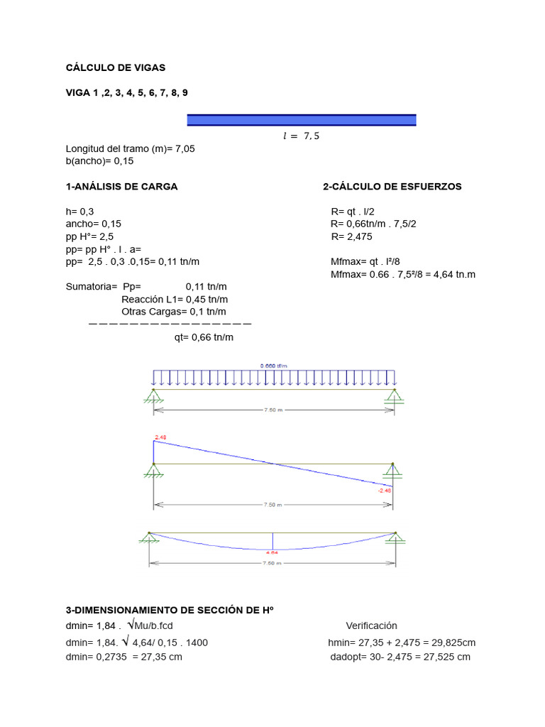 CÁLCULO DE VIGAS | PDF | Ingeniería estructural | Ingeniería de Edificación