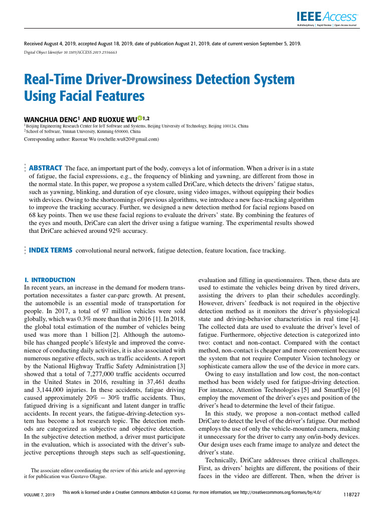 Real-Time Driver-Drowsiness Detection System Using Facial Feature | PDF