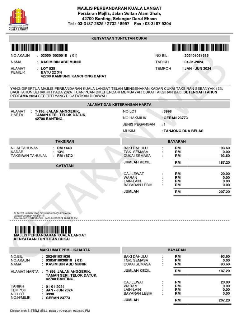 Bil Cukai | PDF