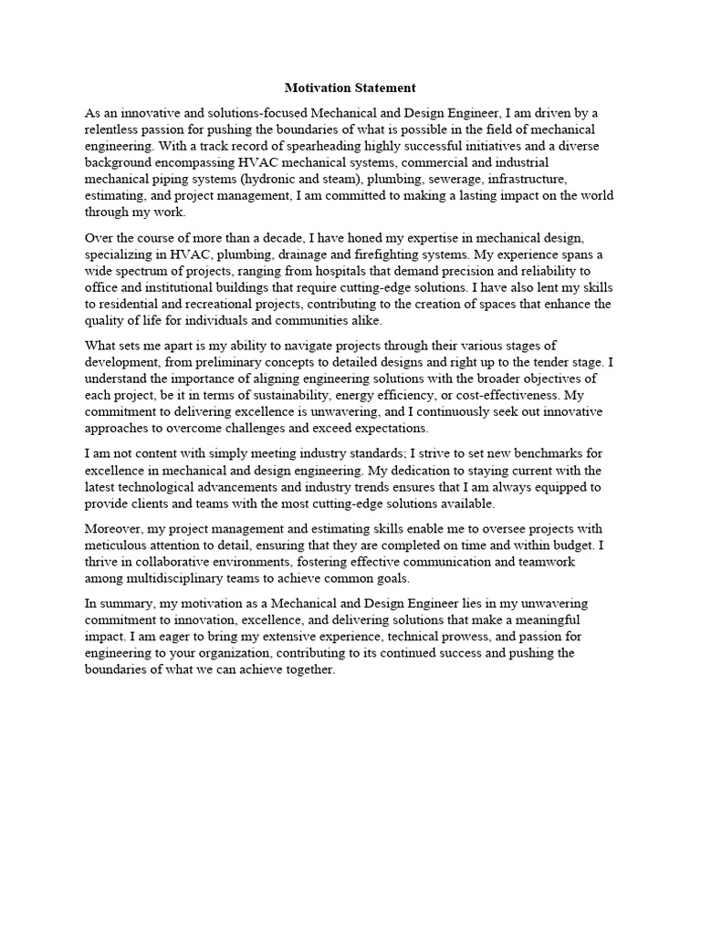 Motivation Statement | PDF