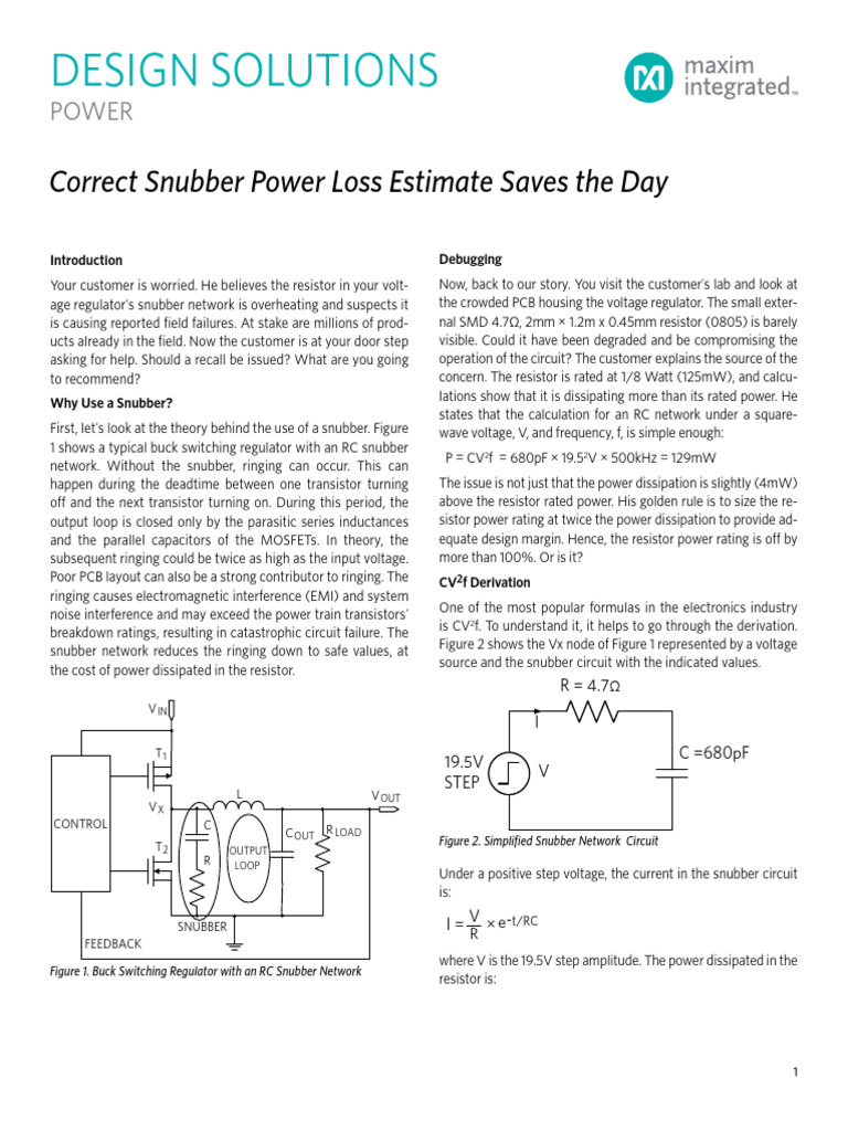 ds32 Correct Snubber Power Loss Estimate Saves The Day | PDF