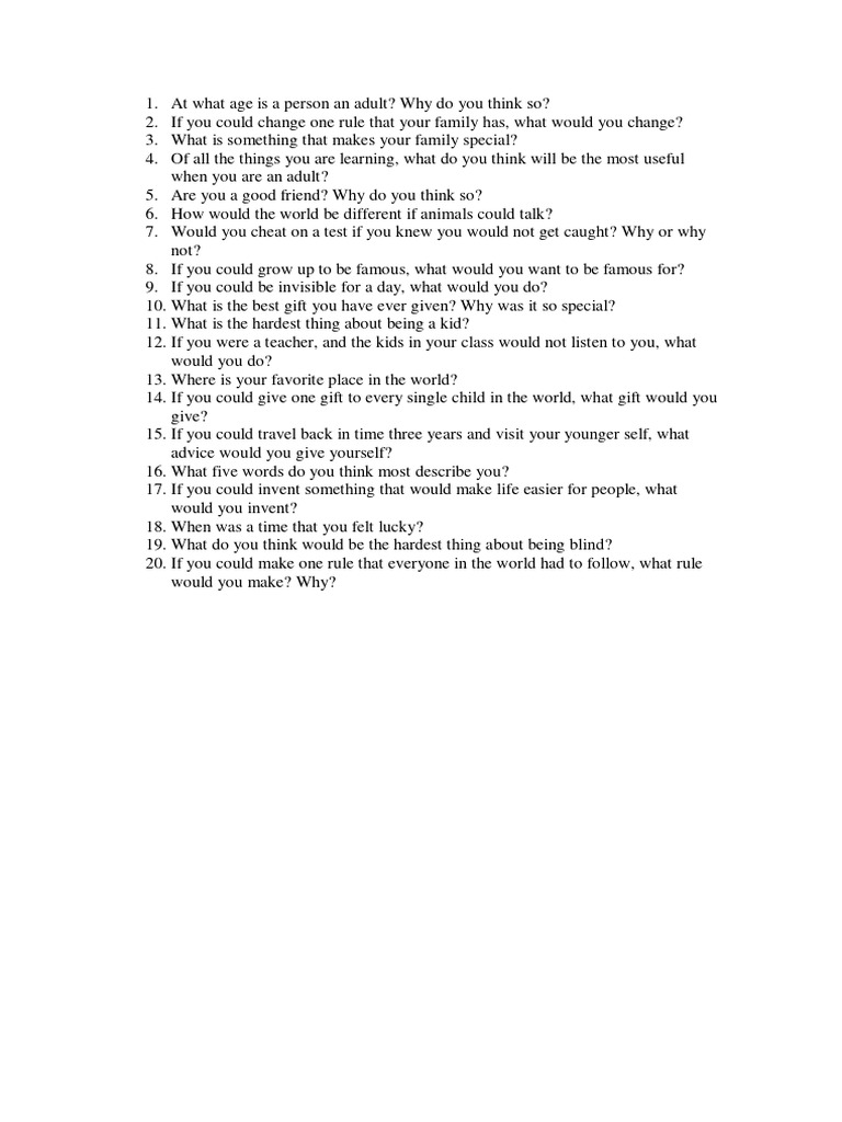 20 Questions To Ask Kids | PDF