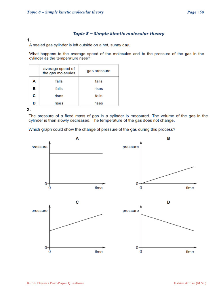 IGCSE Physics: Kinetic Molecular Theory | PDF | Science & Mathematics ...