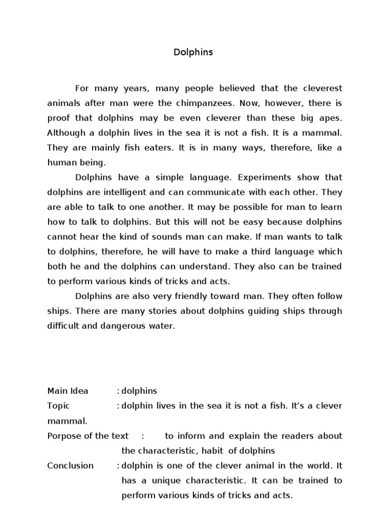 Clever Dolphins: Mammals of the Sea | PDF | Foreign Language Studies