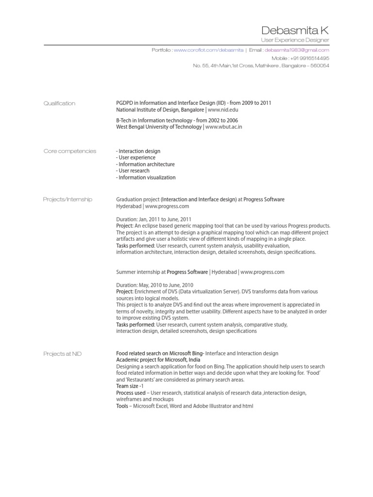 Resume Debasmita NID | PDF | User Interface Design | Usability