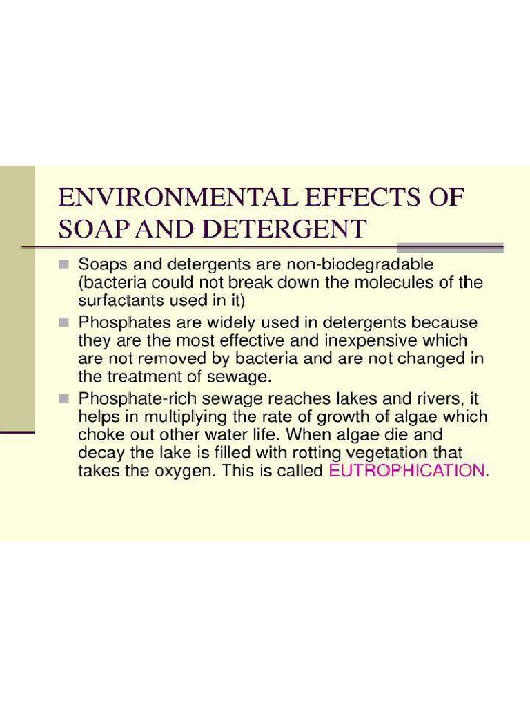 Environmental Effects of Soap and Detergent N | PDF