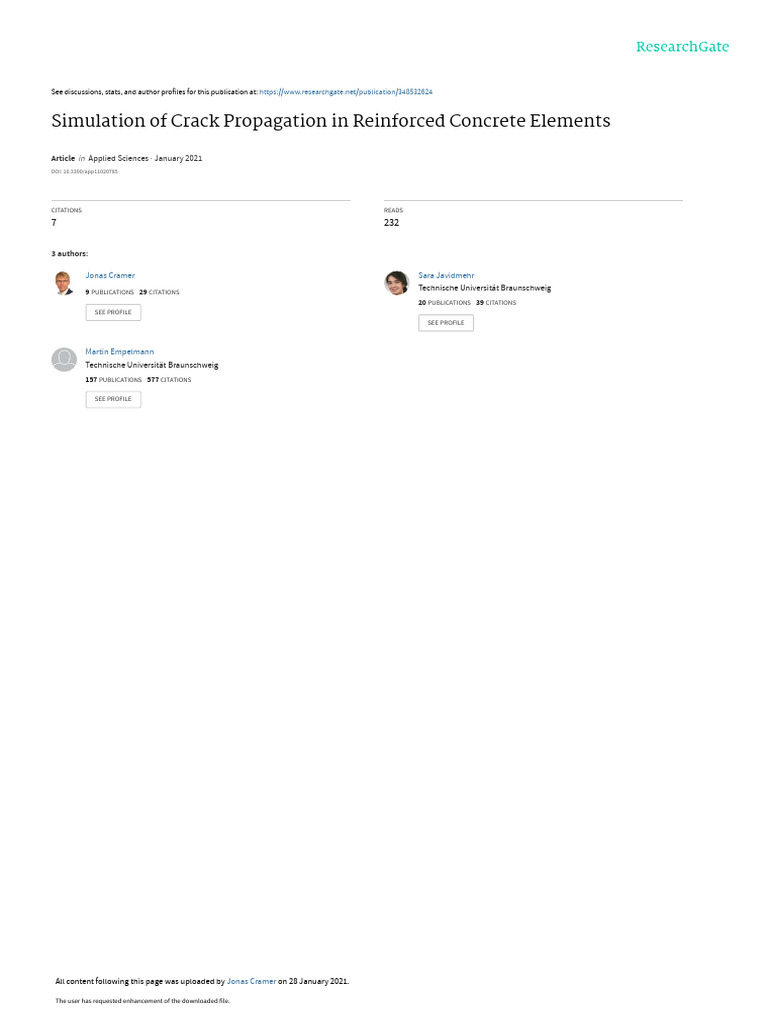 Cramer J., Empelmann 2021 Simulation of Crack Propagation in Reinforced Concrete Elements | PDF ...