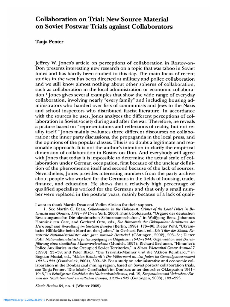 Collaboration On Trial New Source Material On Soviet Postwar Trials ...
