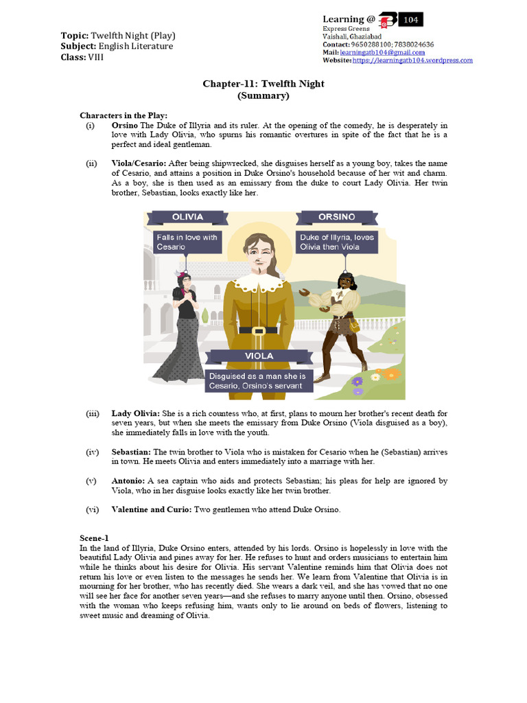 Twelfth Night Summary | PDF | Twelfth Night