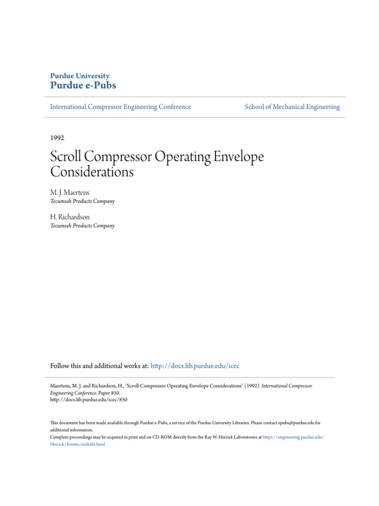 Scroll Compressor Operating Envelope Considerations | PDF | Chemical ...