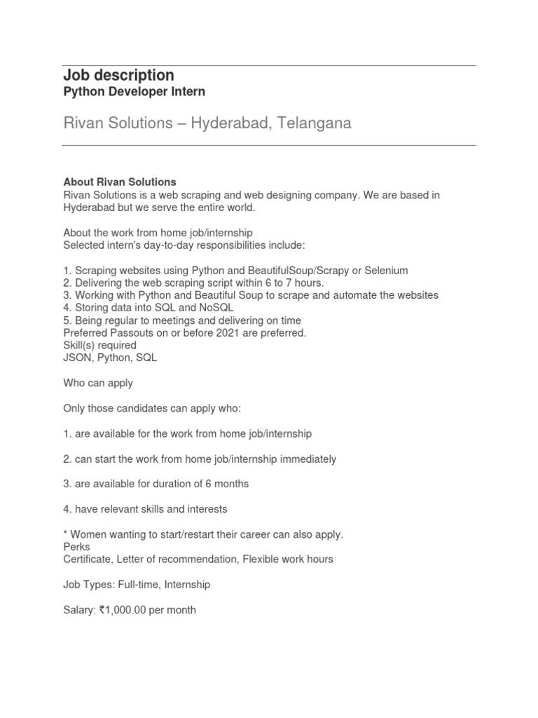 JD Python Developer Intern | PDF