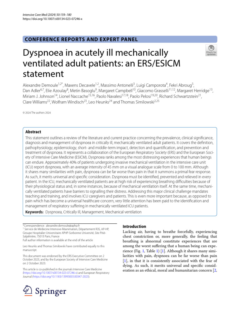 Disnea Aguda en Pacientes Ventilados, Guía | PDF