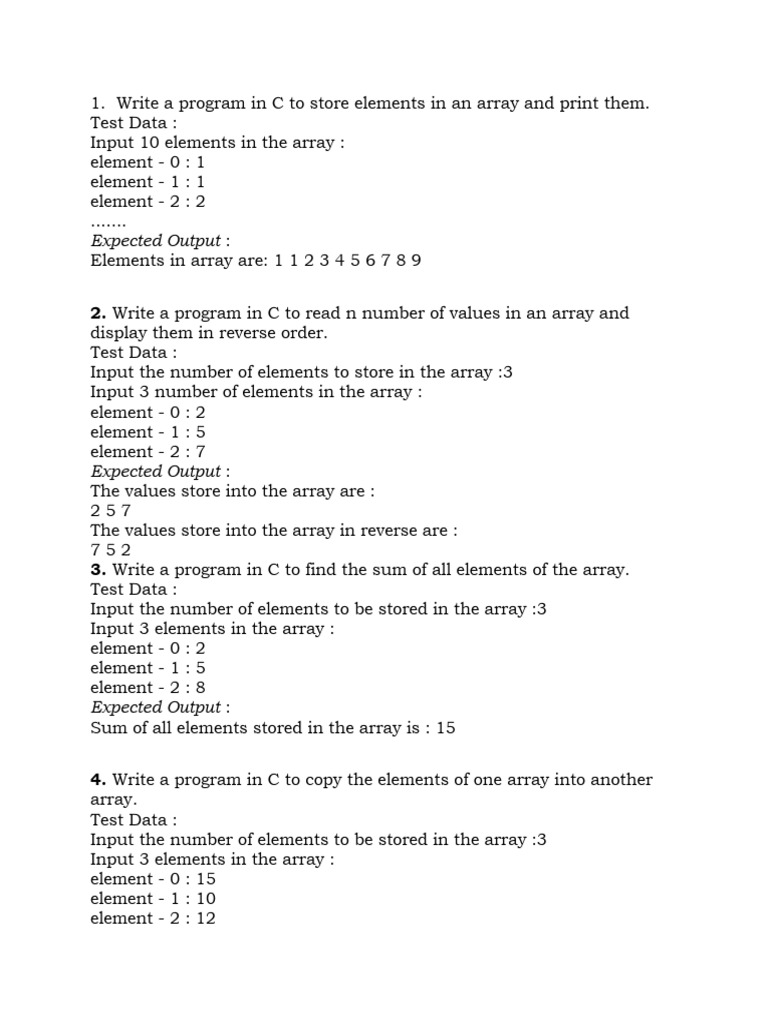 Array Exercises | PDF