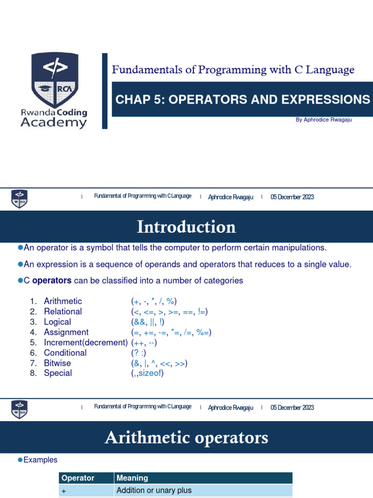 LEC - 5 Operators and Expressions | PDF