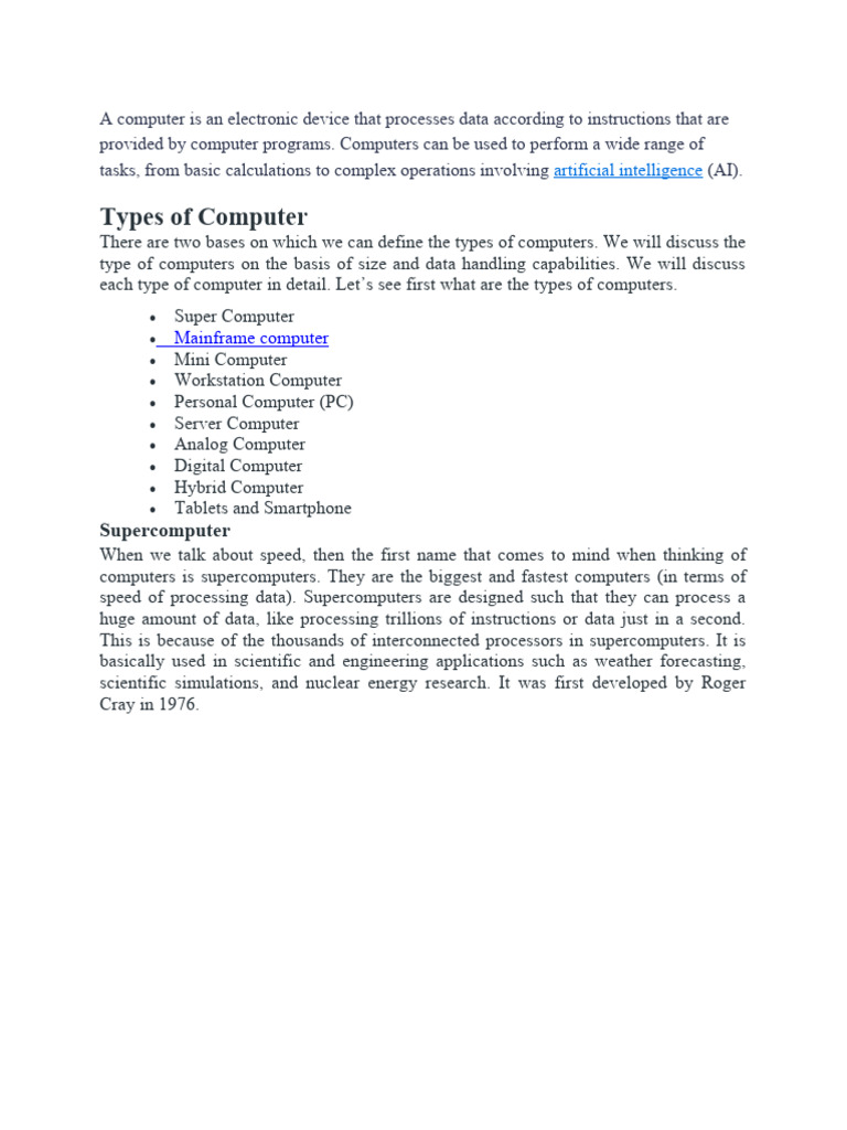 A Computer Is An Electronic Device That Processes Data According To ...