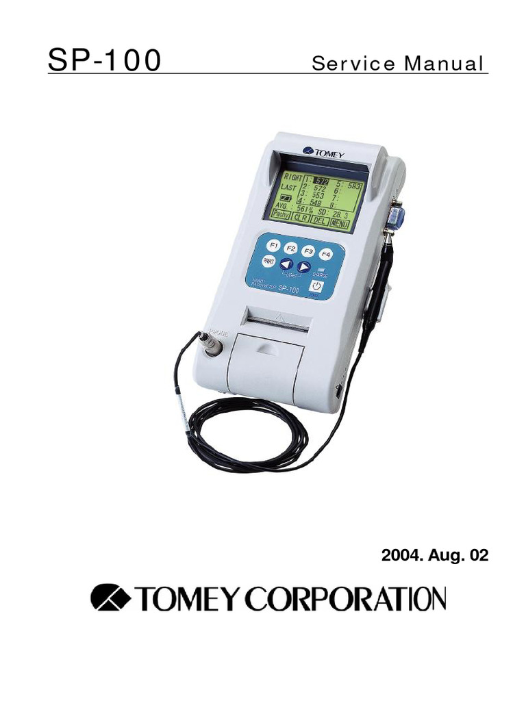 Thomey SP-100 Pachymeter - Service Manual | PDF | Electrical Connector | Manufactured Goods