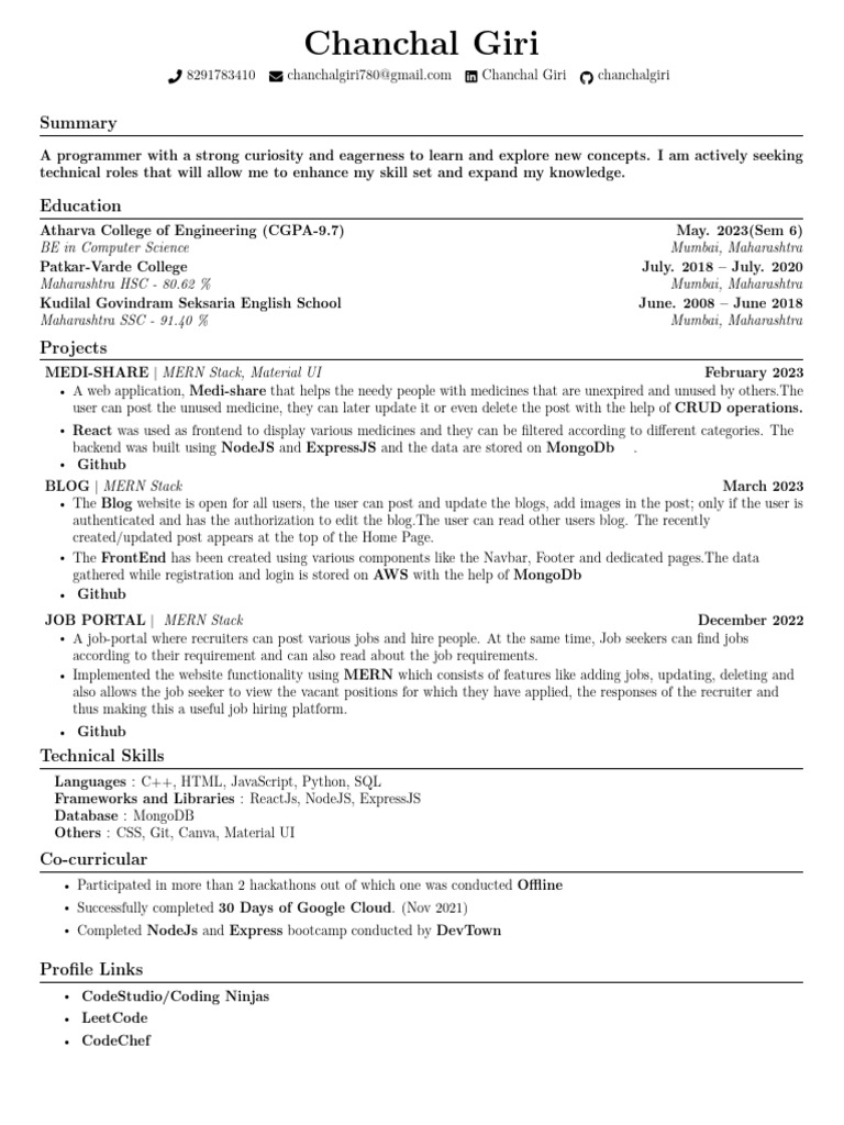 ChanchalGiri 2024batch | PDF | Mongo Db | Cyberspace