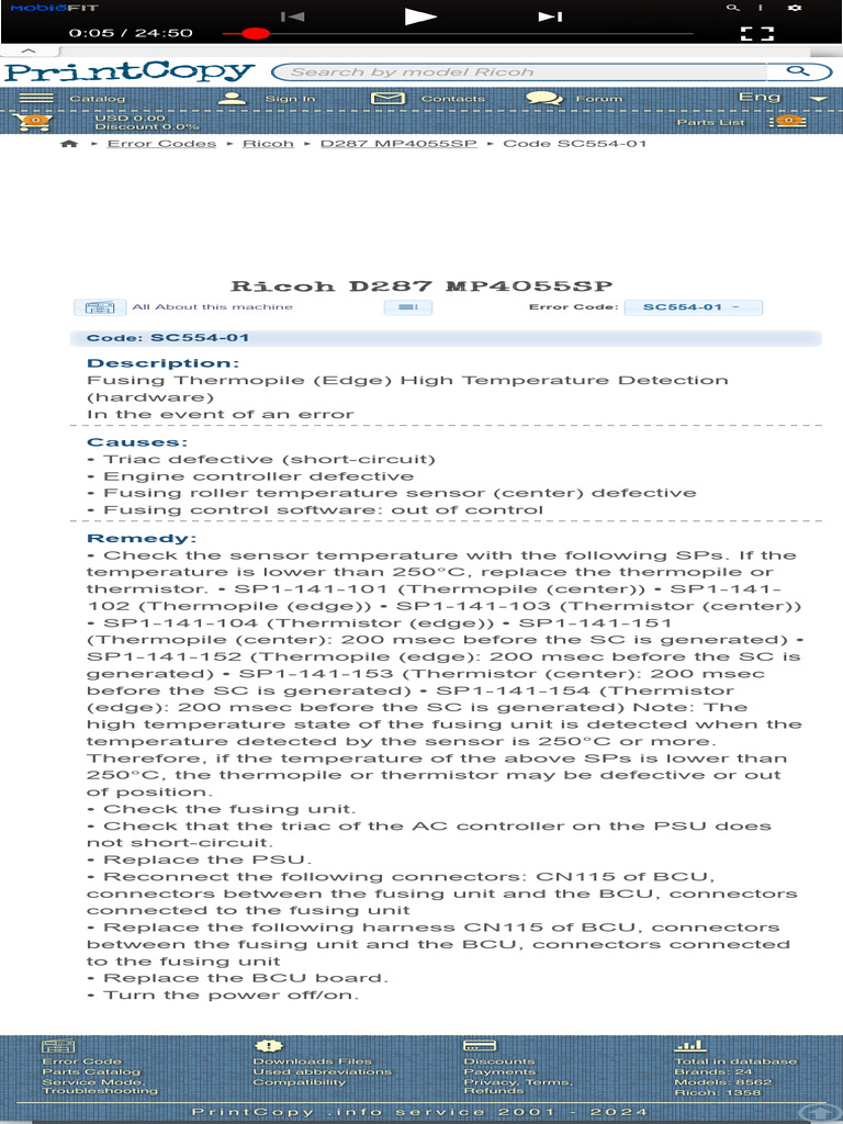 Error Codes Ricoh D287 MP4055SP Code SC554 | PDF | Home & Garden ...