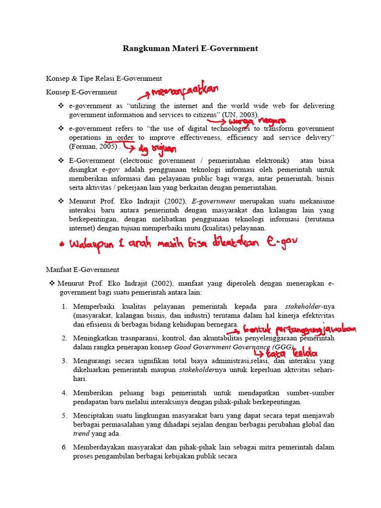 Rangkuman Materi E-Gov | PDF
