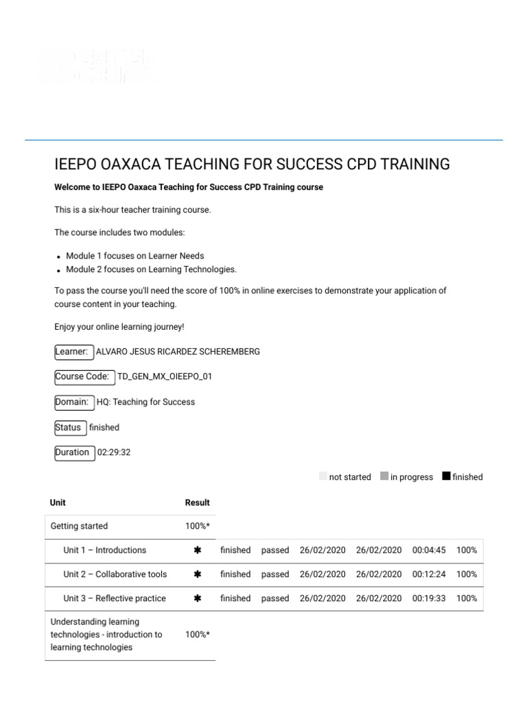 IEEPO Teaching for Success Course Overview | PDF