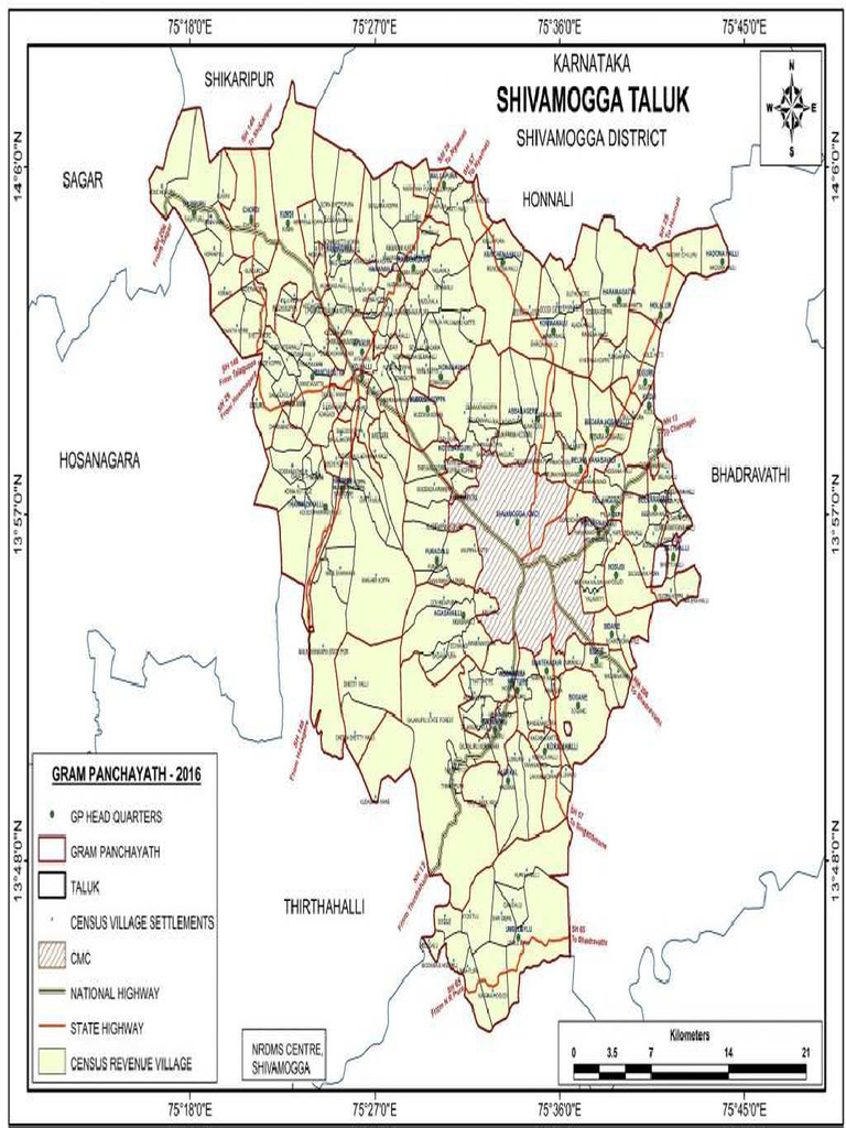 shivamogga karnataka india map of district. | PDF