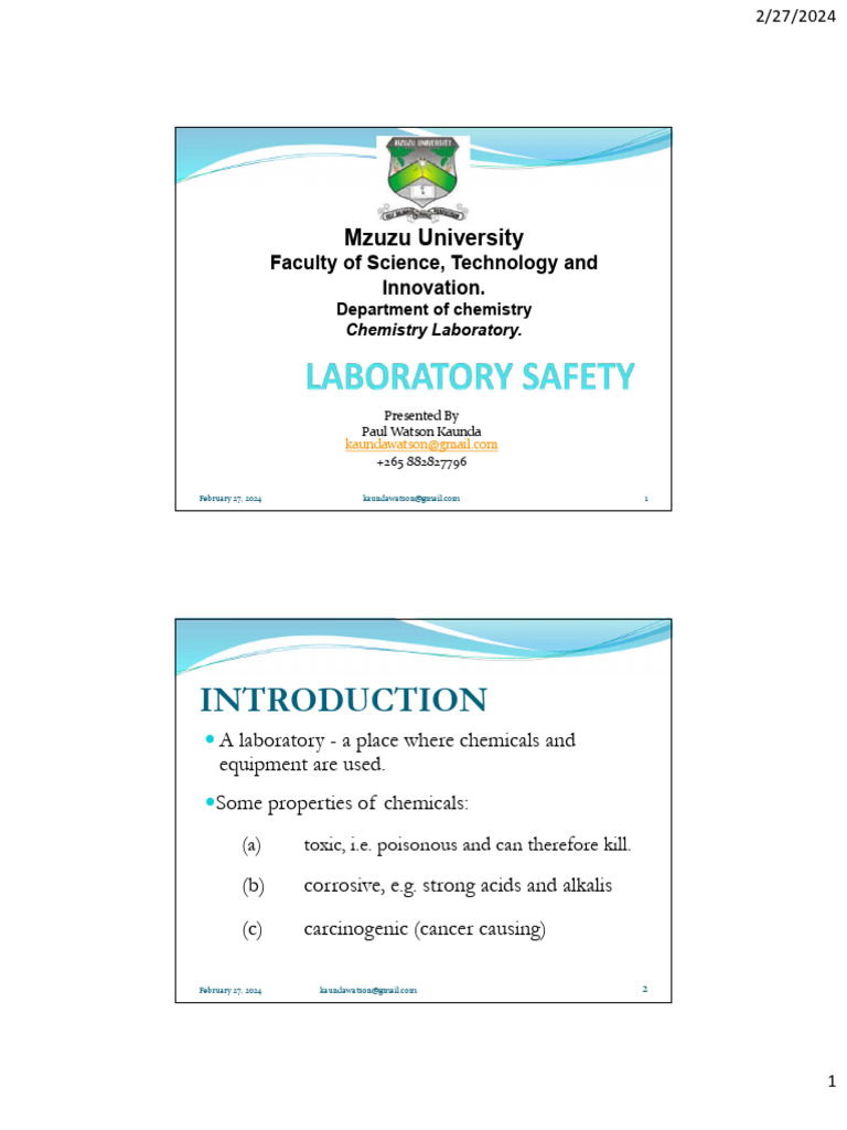 Laboratory Safety Notes | PDF | Toxicity | Hazards