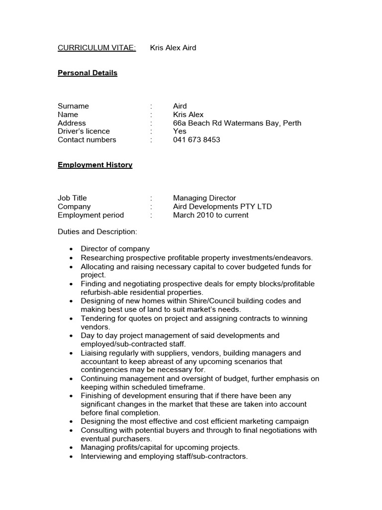 K Aird CV June 2013 | PDF