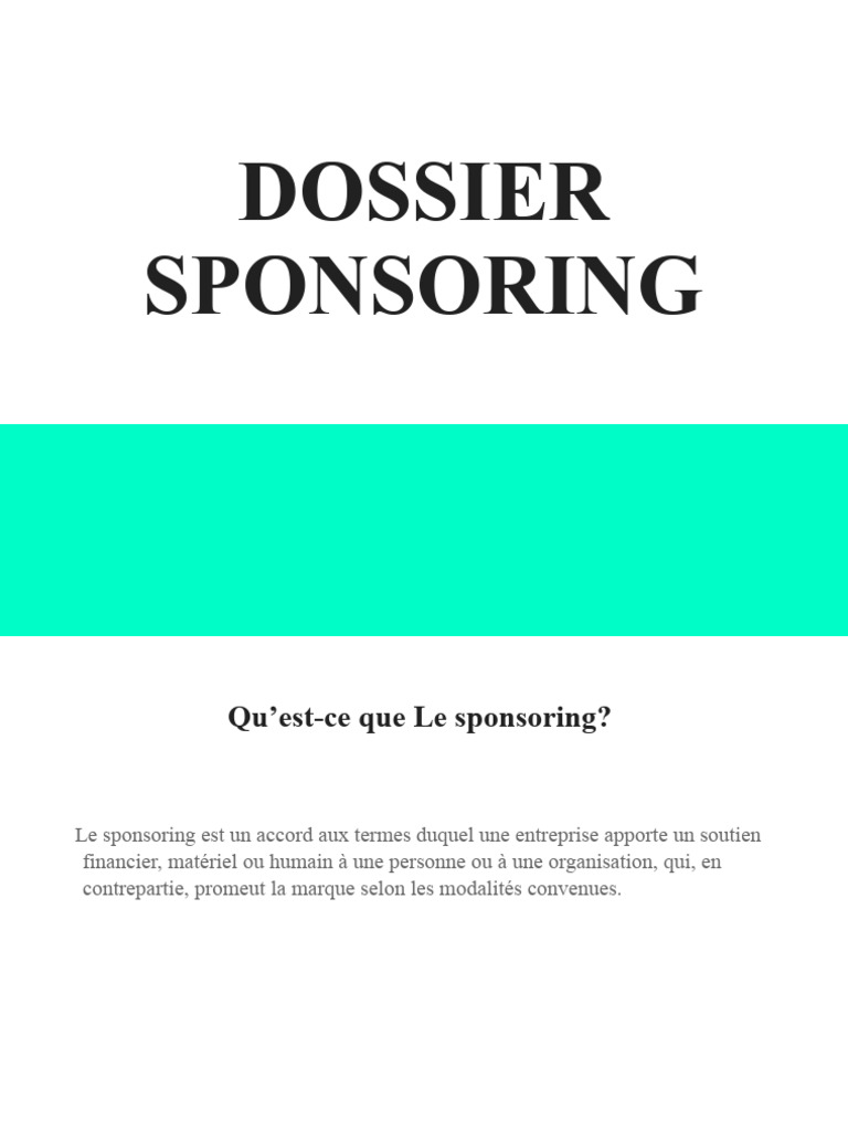 Le Dossier Sponsoring | PDF