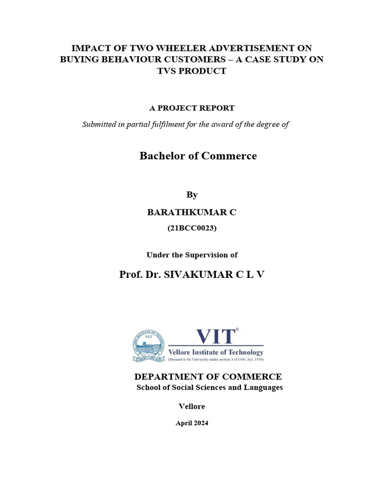Impact of Two Wheeler Advertisement On Buying Behaviour Customers | PDF ...