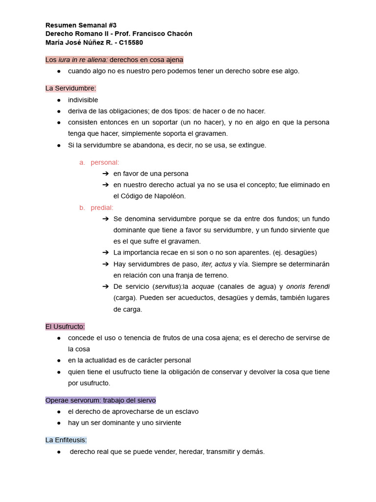 Derecho Romano - Servidumbres | PDF