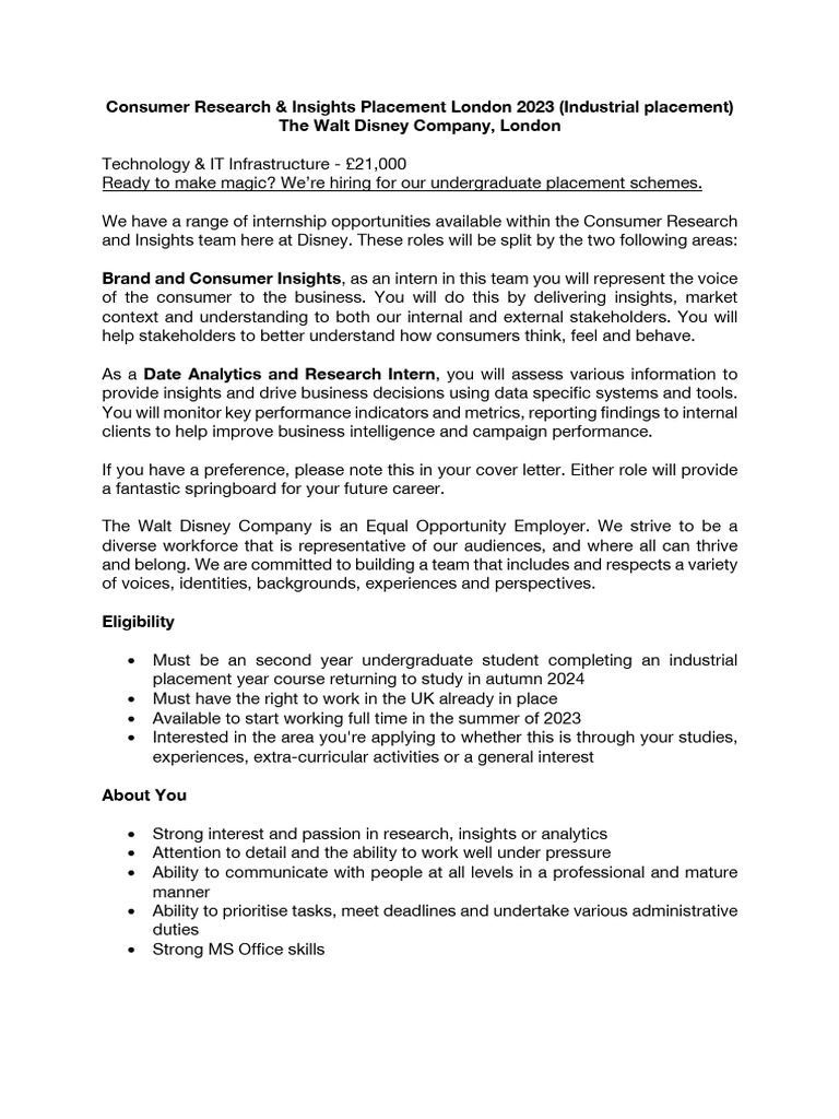 Disney Role Description | PDF