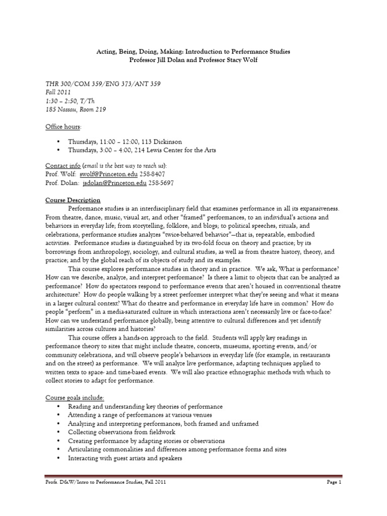 Intro Performance Studies | PDF