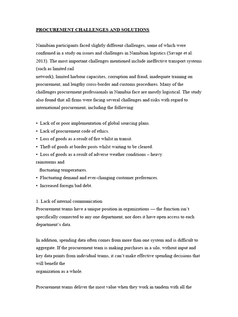 Procurement Challenges And Solutions Fleet And Transport Management