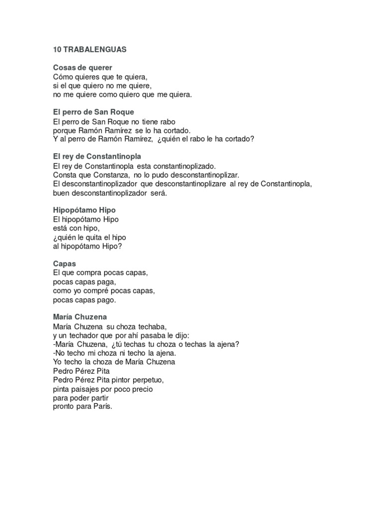 10 Trabalenguas | PDF