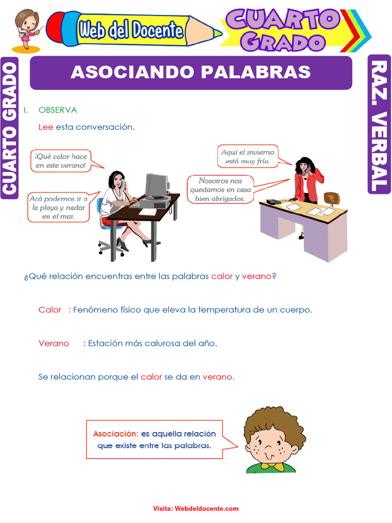 Asociando Palabras para Cuarto Grado de Primaria | PDF