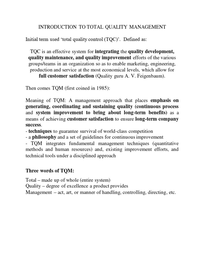 Understanding Total Quality Management | PDF | Quality Management ...