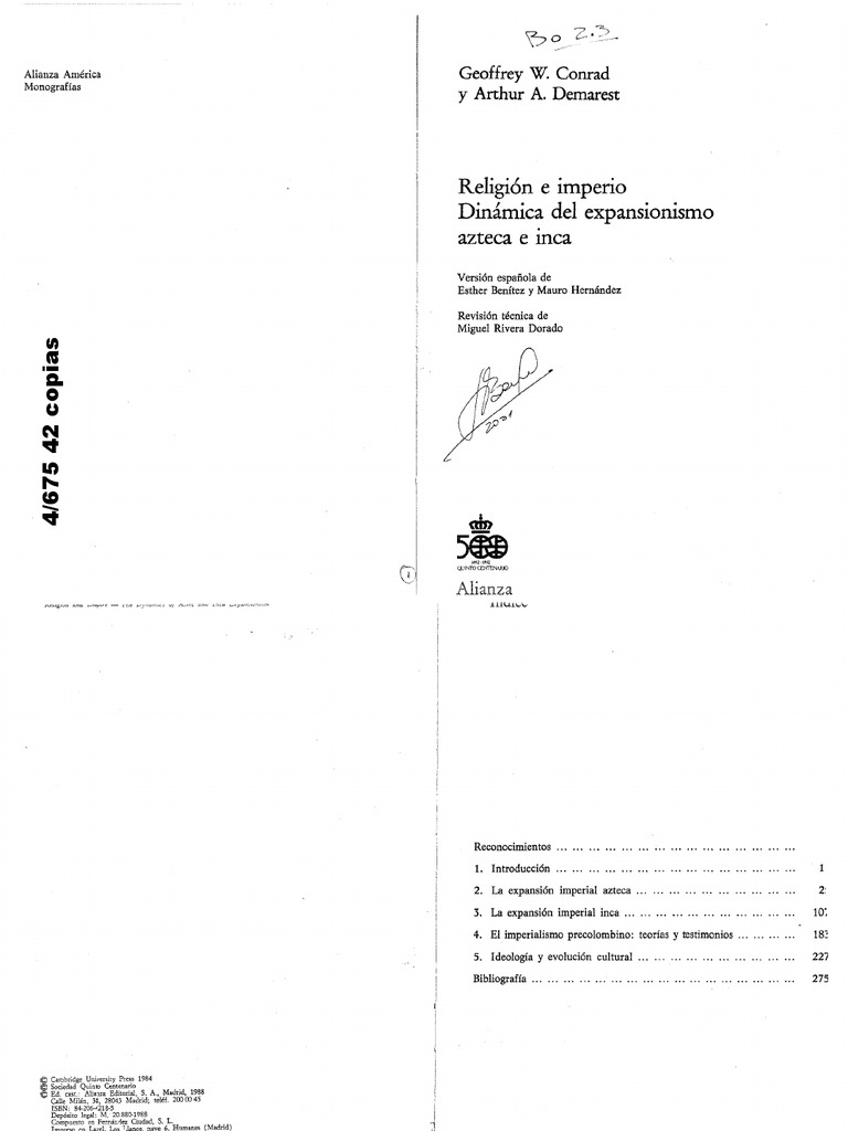 CONRAD GEOFFREY Y DEMAREST ARTHUR - Religion e Imperio. Dinamica en El ...