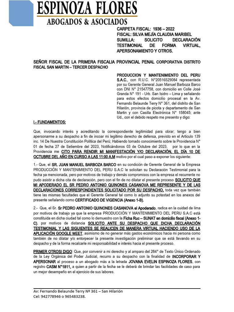 Solicitud de Declaración Virtual y Apoderado | PDF | Gobernancia | Principios éticos
