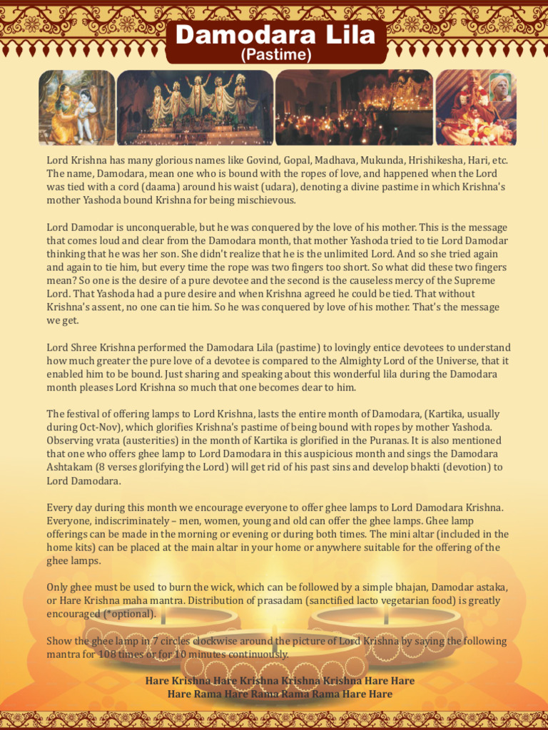 Damodara Lila: Lamp Offerings Guide | PDF | Puranas | Rama
