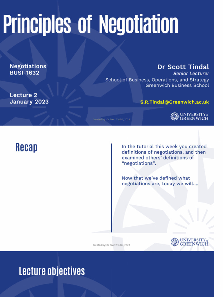 2 Lecture Principles of Negotiation | PDF | Human Communication | Negotiation