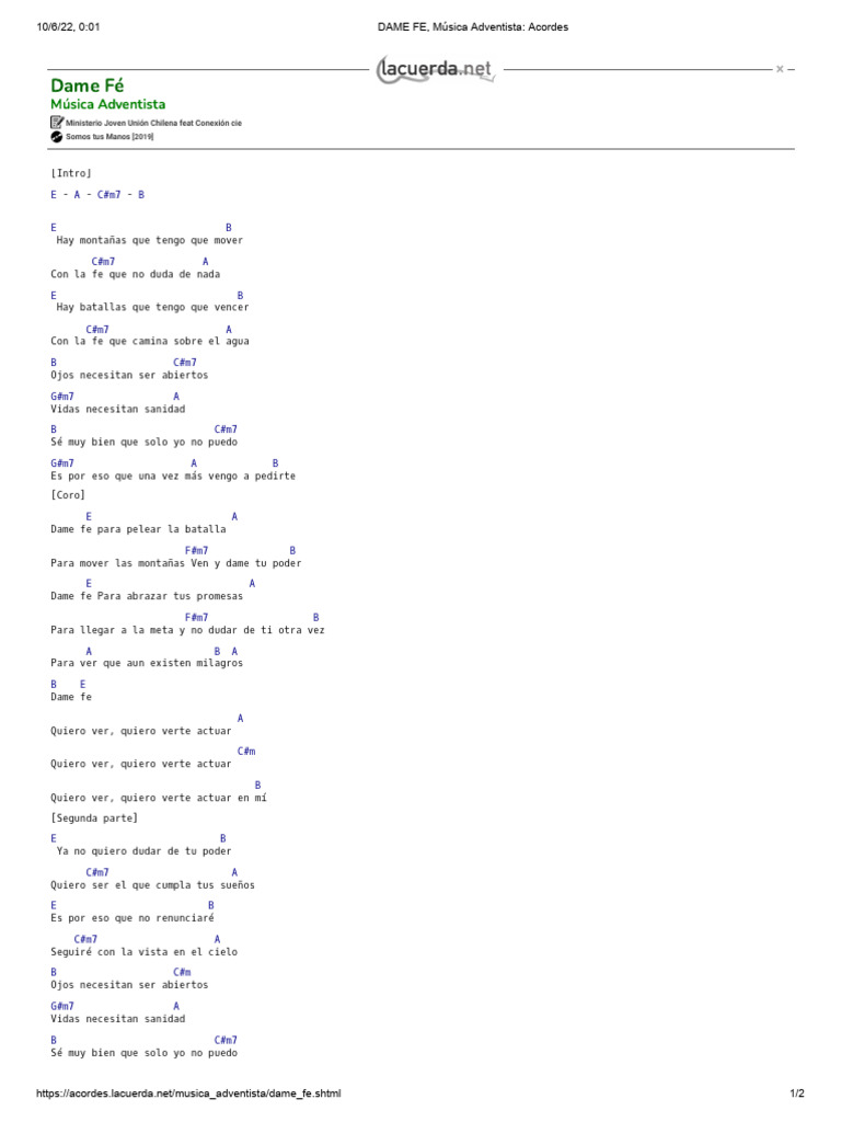 DAME FE (Acordes) | PDF