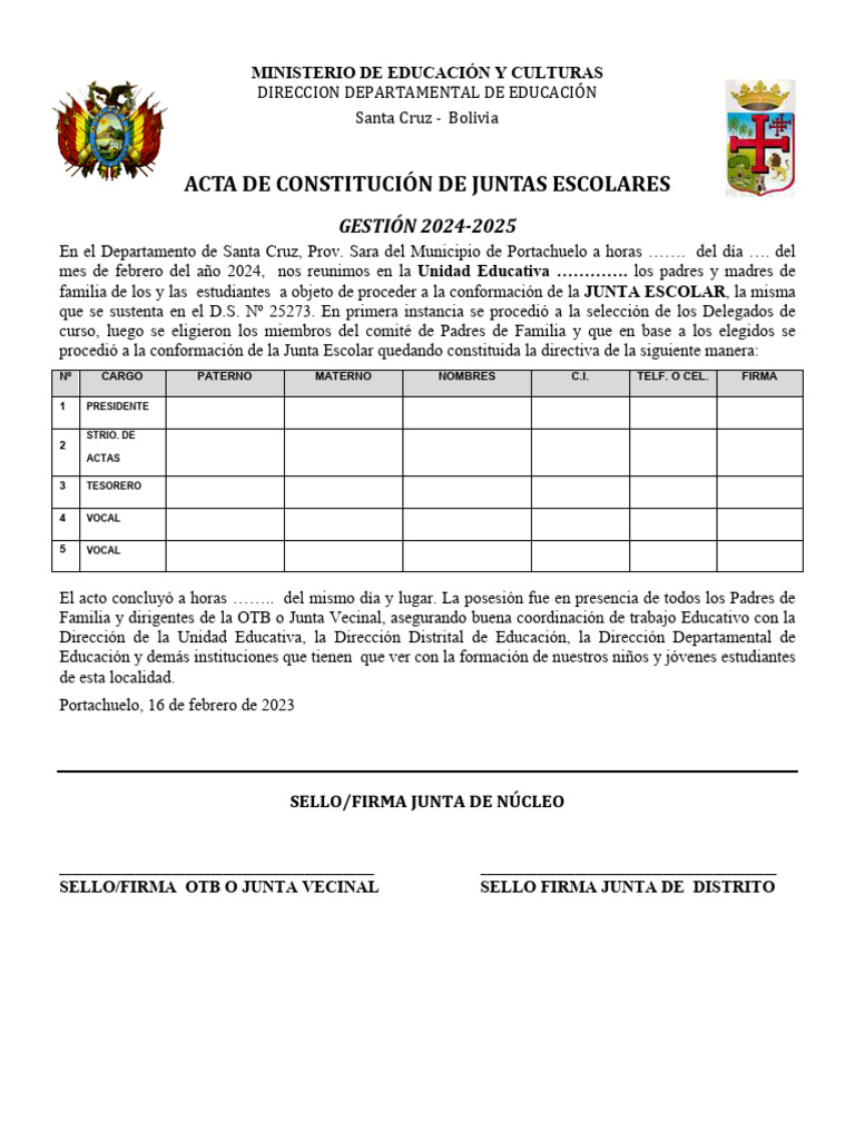 formato de acta de junta | PDF | Gobierno