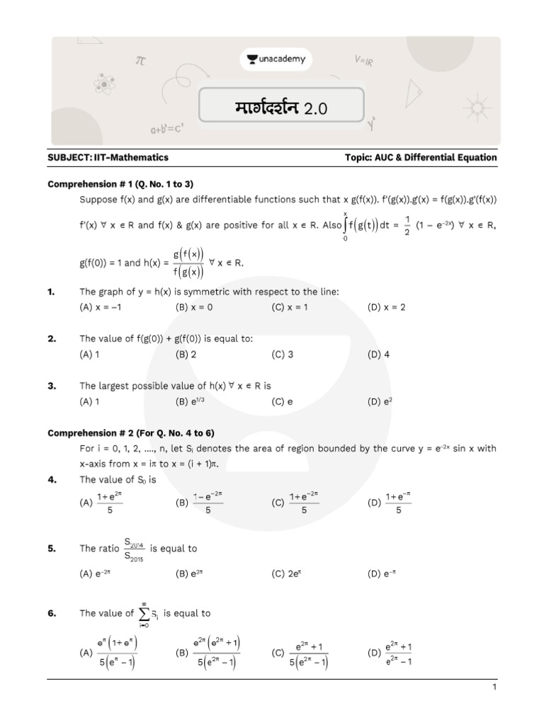 Advanced DPP - AUC Differential Equation 1682684694813 | PDF | Calculus | Mathematical Objects