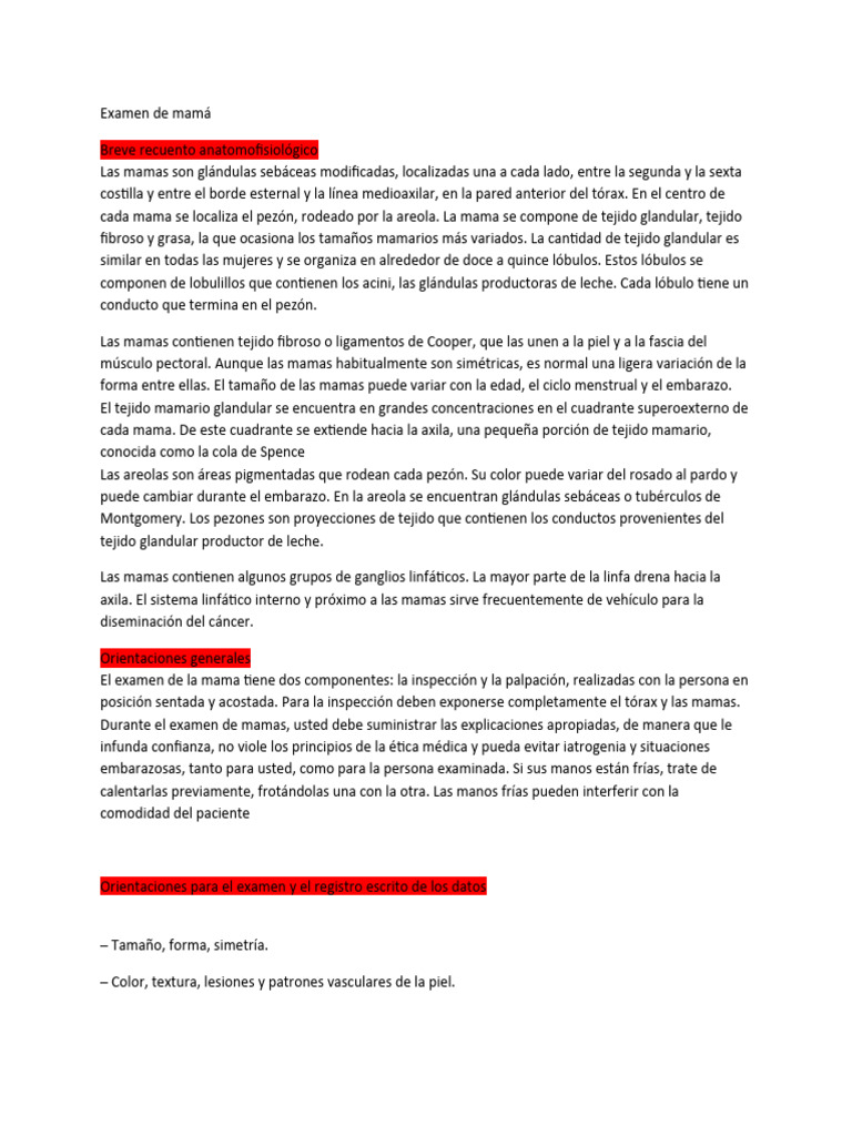 Examen de mama | PDF