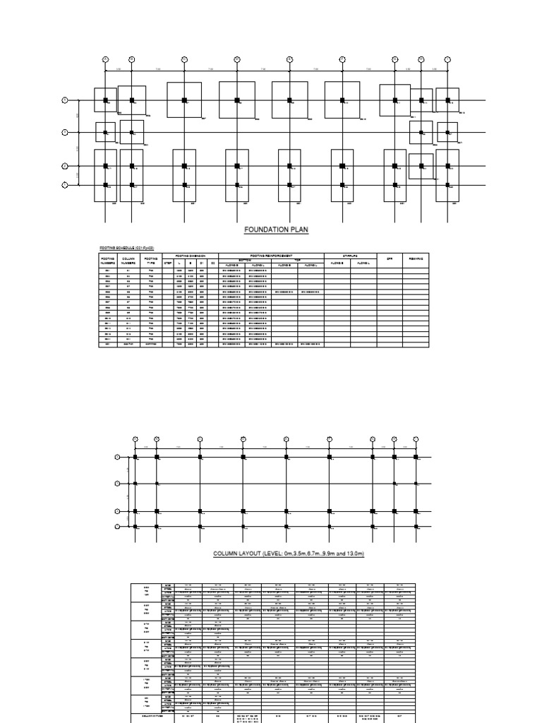 Foundation and Column Schedule Plan | PDF
