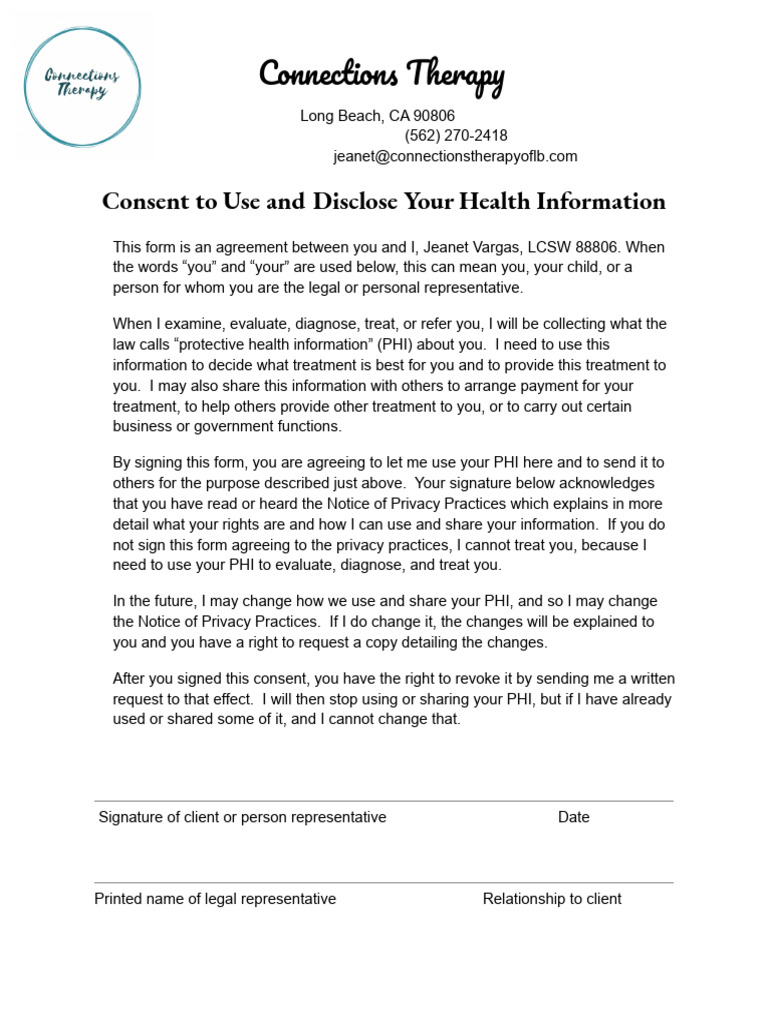 Consent To Use and Disclose Information | PDF