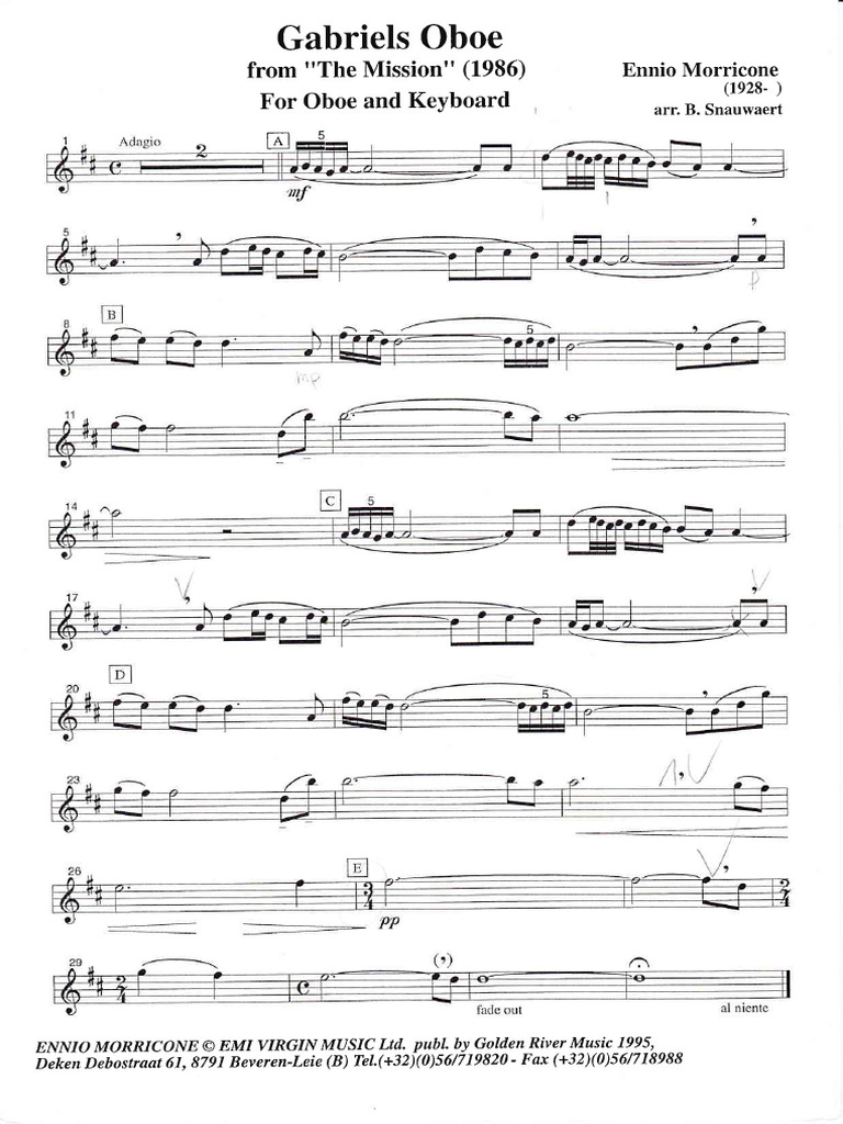 Morricone - Gabriels Oboe HB, P | PDF